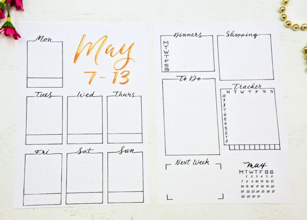 Bullet Journal Weekly Spreads for May 2018 - Instant Download!